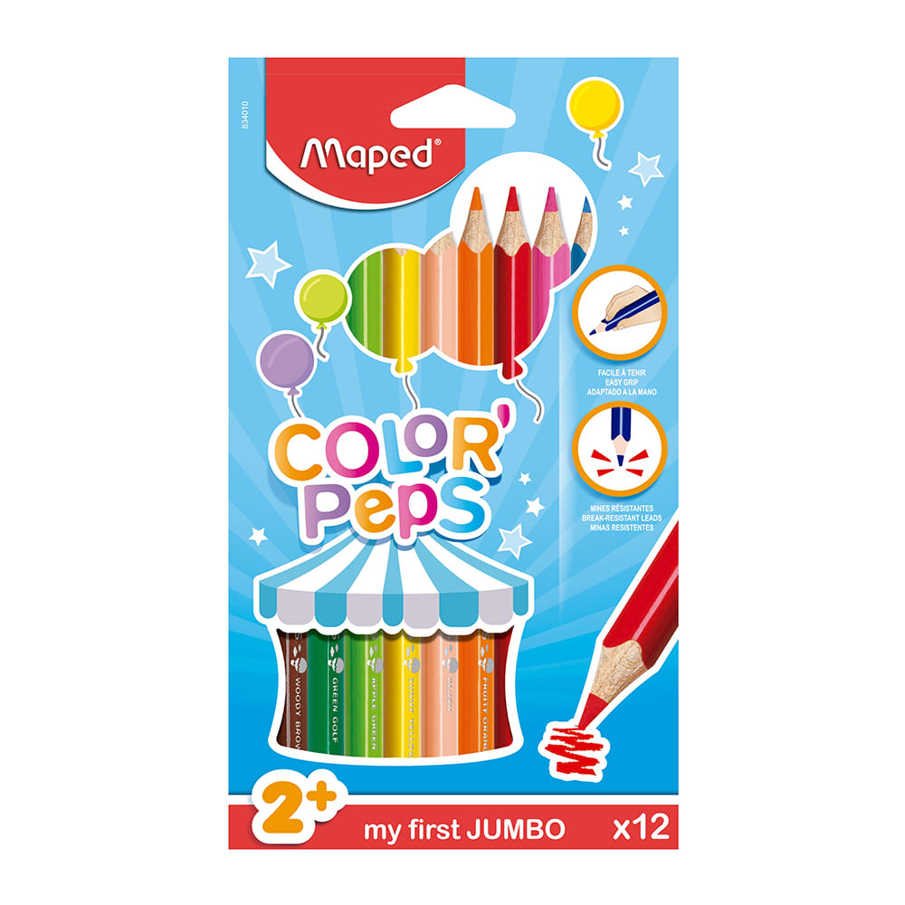Lapices De Color 12-L Jumbo Triangular Colorpeps 834010Zv - Ofix