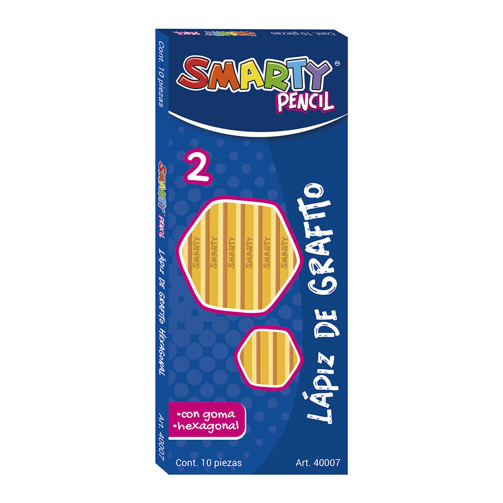 LAPIZ GRAFITO CON GOMA #2 HEXAG SMARTY CJA CON 10 40007 - Ofix