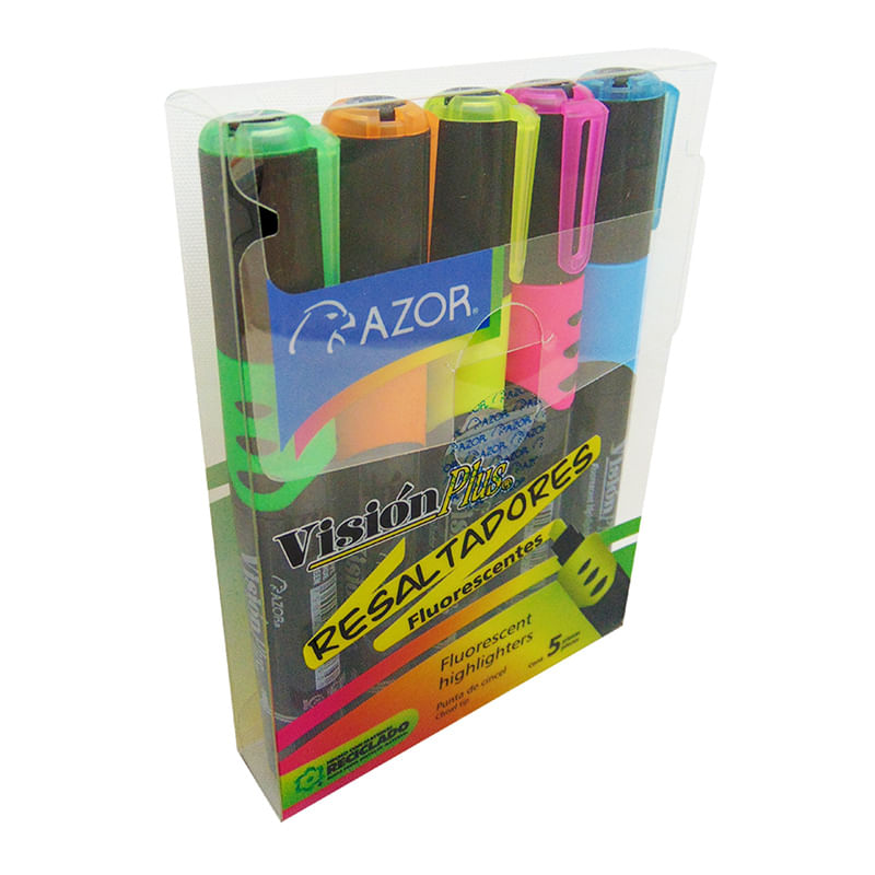 MARCATEXTOS SURTIDOS VISION PLUS AZOR CON 5 PIEZAS 301.2625 - Ofix