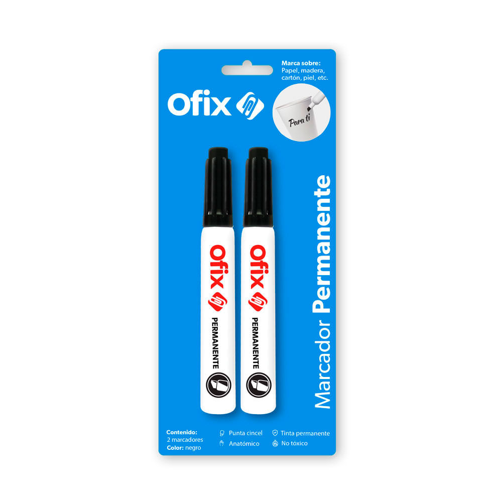 Marcador Permanente Ofix Negro Con 2 301.Es5152Ne - Ofix