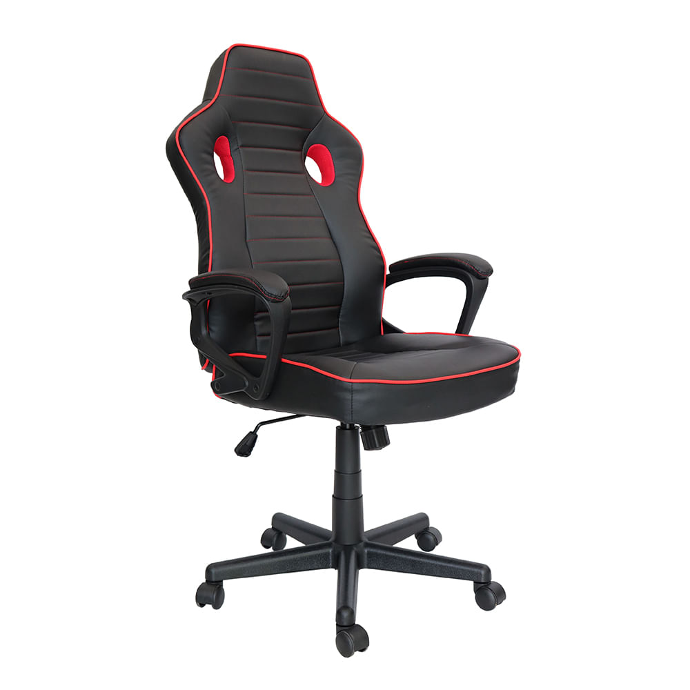 Sillon Gamer 3 Vinipiel Negro Con Rojo Offiho Gamer 003 - Ofix
