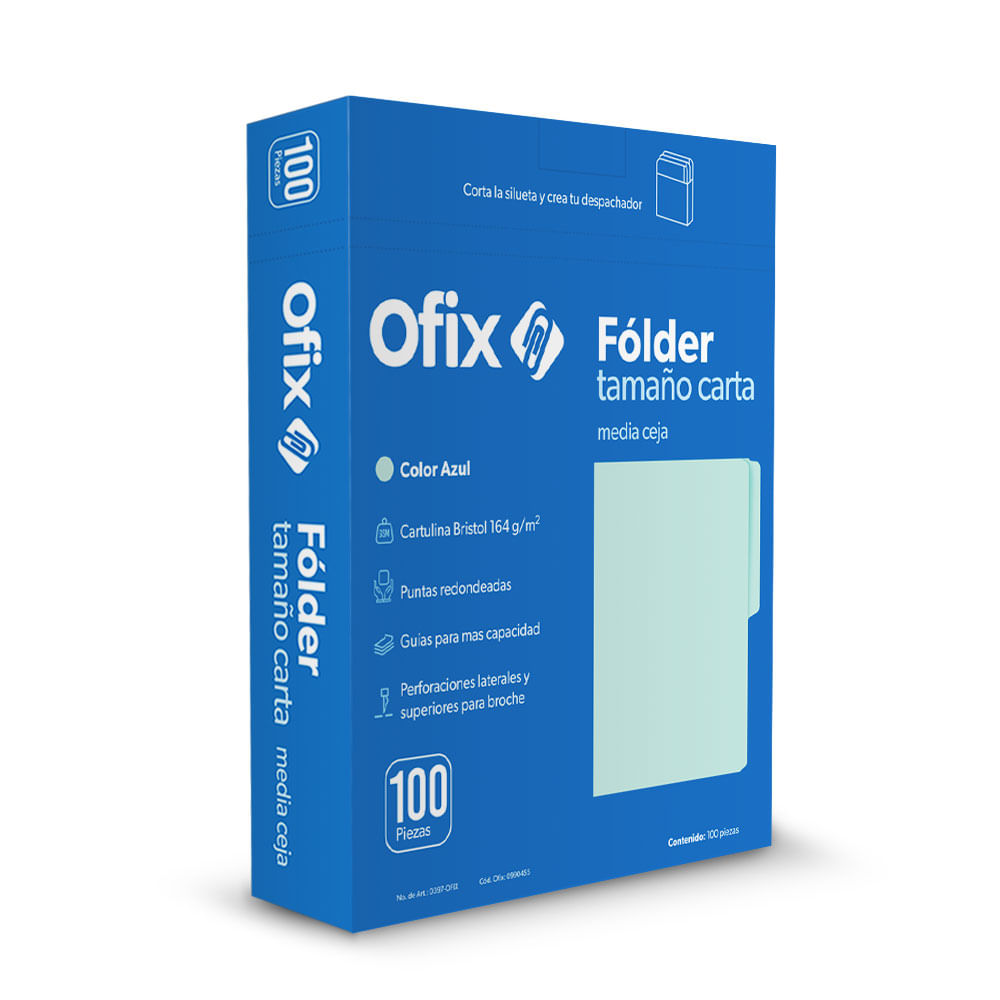 FOLDER CARTA AZUL OFIX CON 100PZAS 0397-OFIX - Ofix