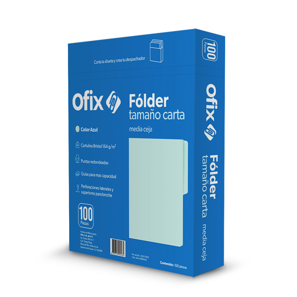 FOLDER CARTA AZUL OFIX CON 100PZAS 0397-OFIX - Ofix