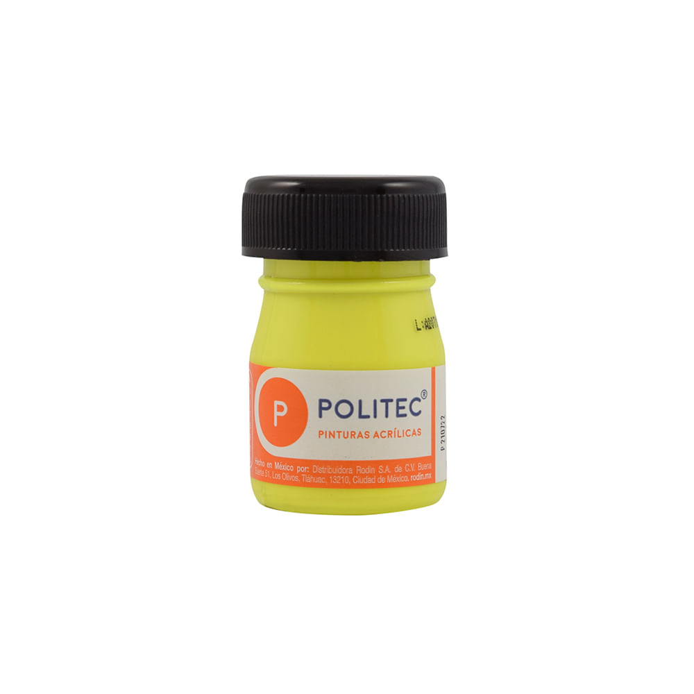 PINTURA ACRILICA FLUOR POLITEC 20ML AMARILLO 12812 - Ofix