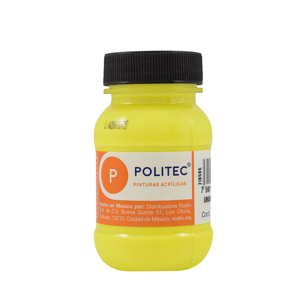 PINTURA ACRILICA FLUOR POLITEC 100ML AMARILLO 11895 - Ofix