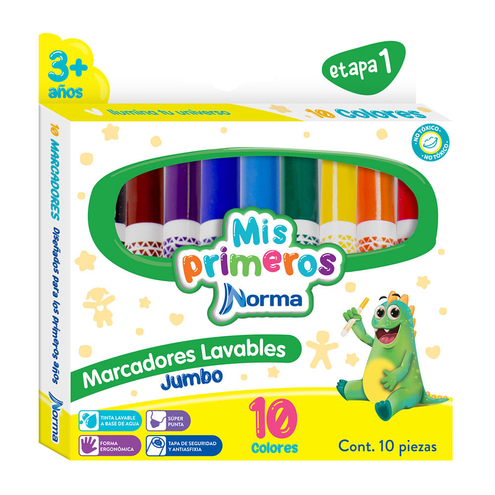 MARCADOR LAVABLE CORTO JUMBO C/10 MIS PRIMEROS NORMA 544610 - Ofix