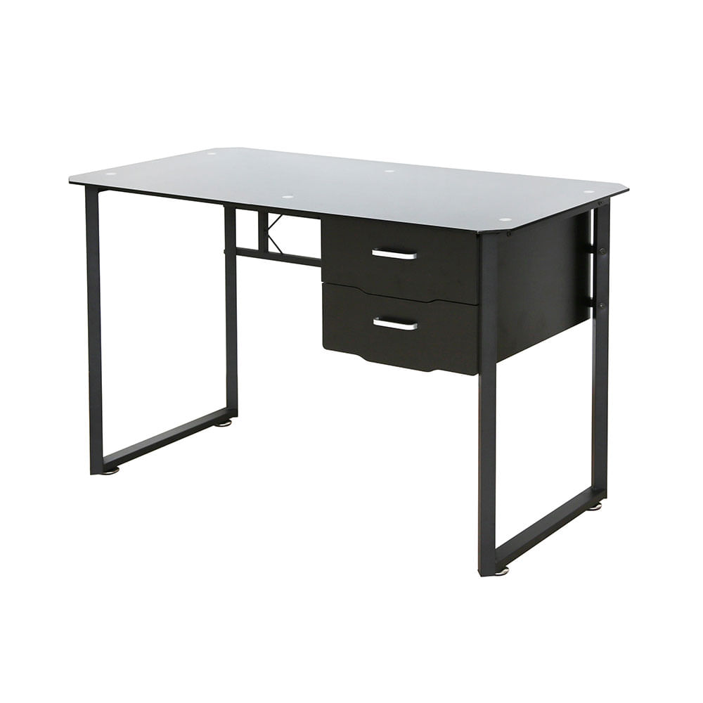 Escritorio Basico Con Cubierta De Cristal Negro D1668 - Ofix