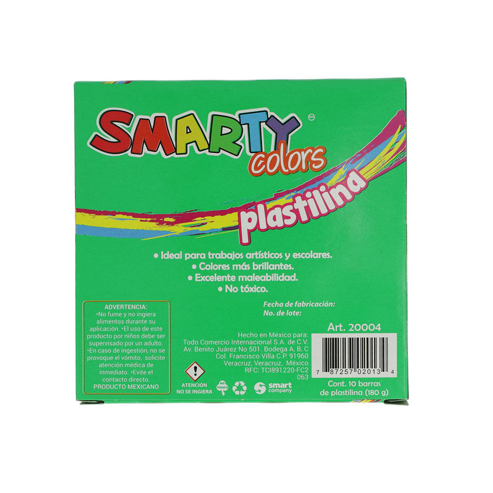 Plastilina Con 10 Barras Colores Surtidos Smarty Ptplb0008 - Ofix