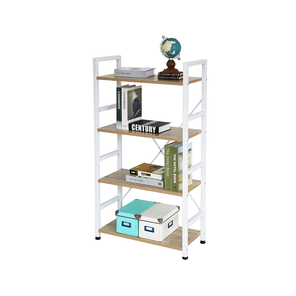 Librero Minimalista Con 4 Repisas Maple Estructura Blanca 4735 - Ofix